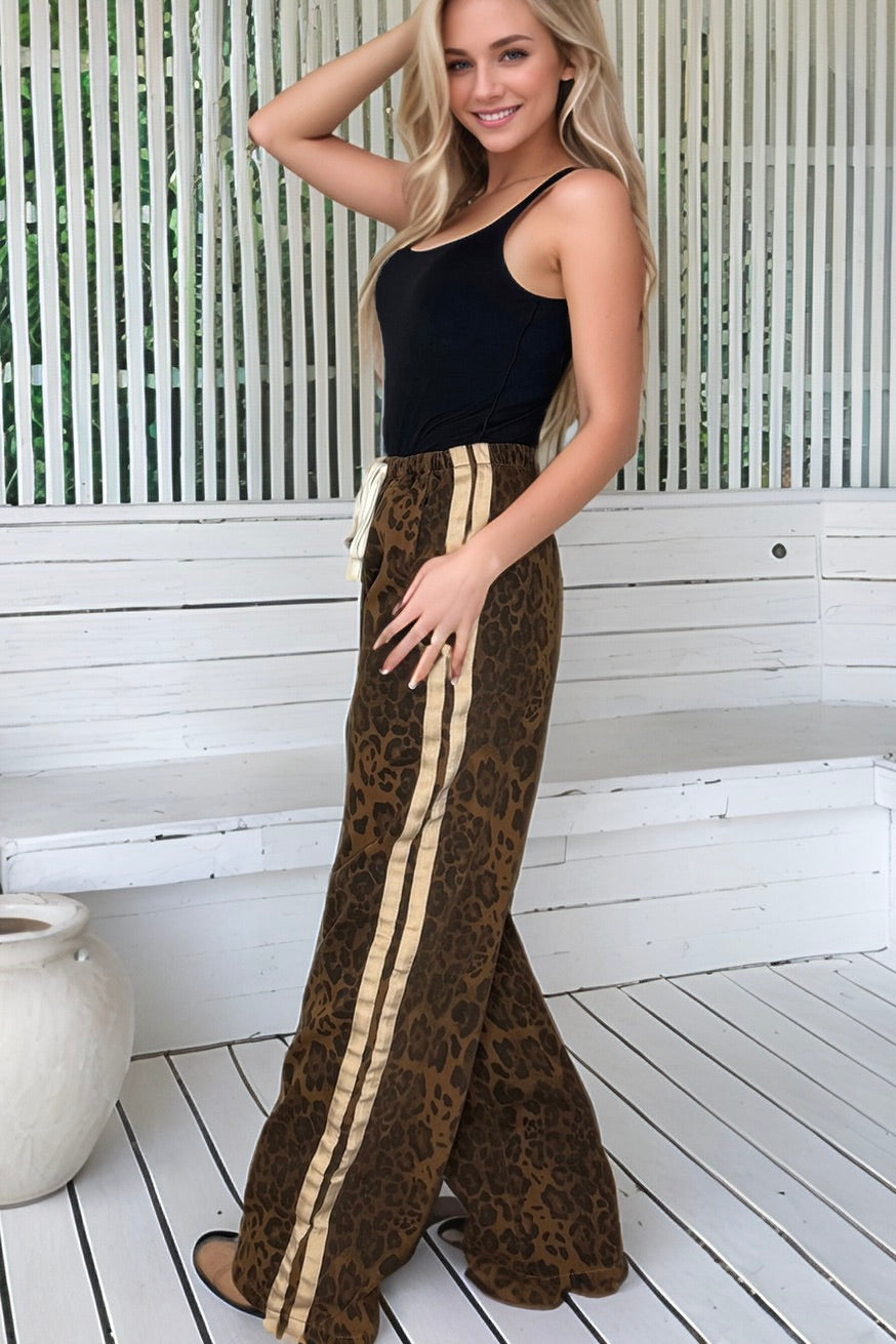 Dark Denim Leopard Racer Pants - By Frankie – Sage Collective