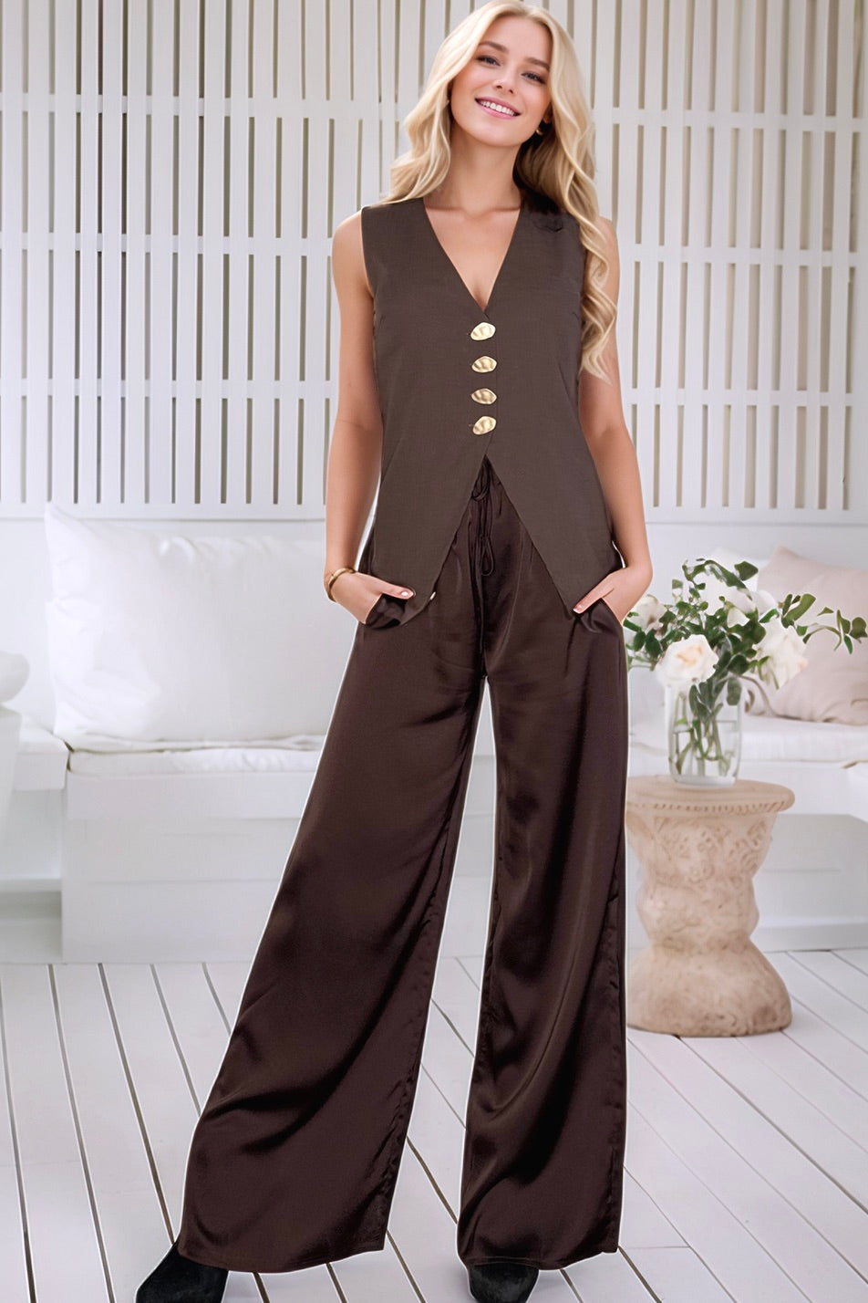 Vana Brown Vest - By Frankie – Sage Collective