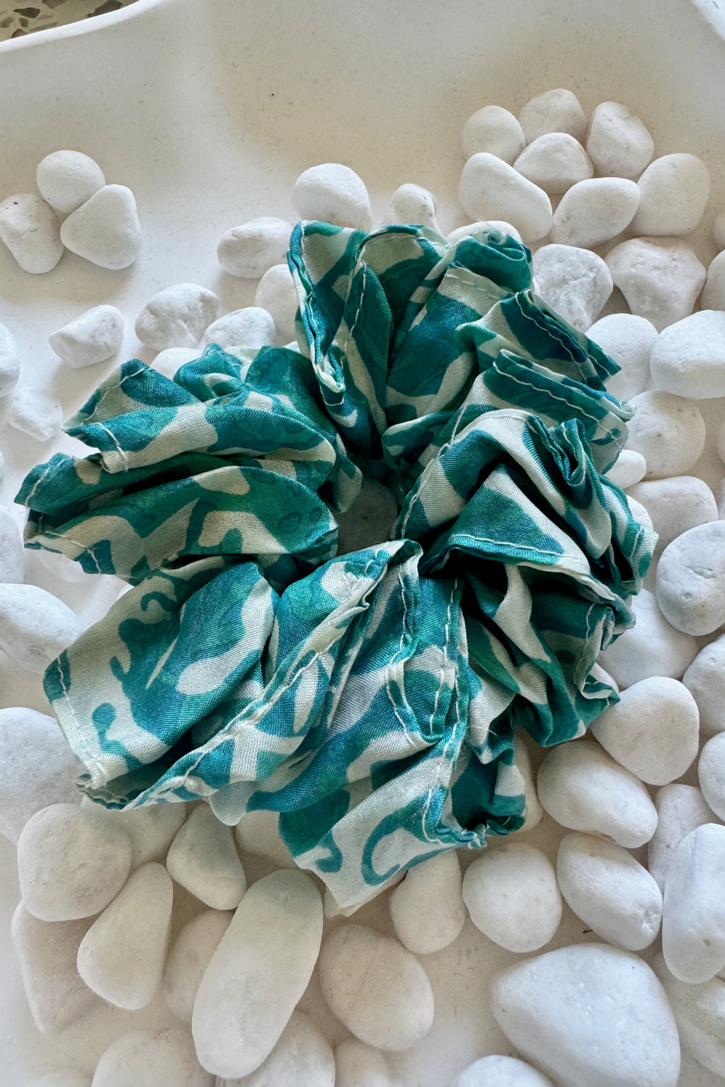 Silk Hair Scrunchie - Aqua/Blue – Sage Collective