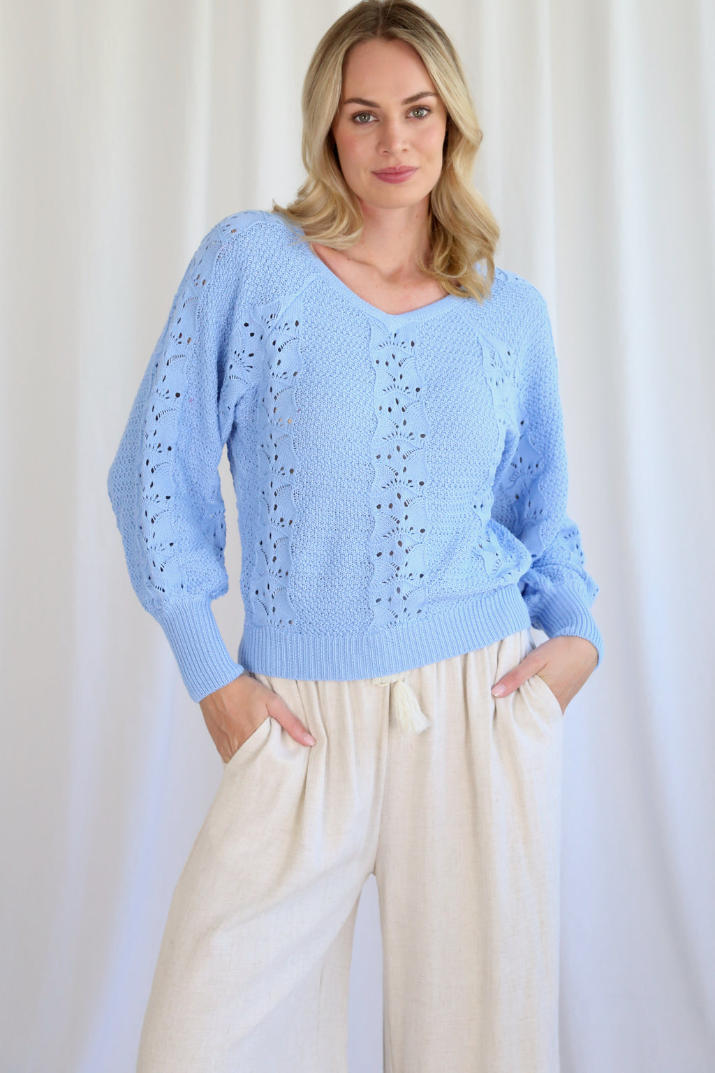 Georgia Knit Jumper - Light Blue – Sage Collective