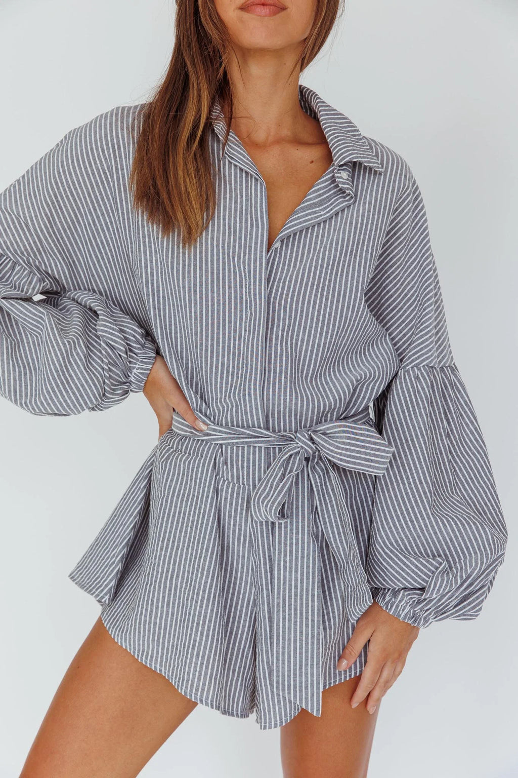 Jana Stripe Playsuit - Grey/White – Sage Collective