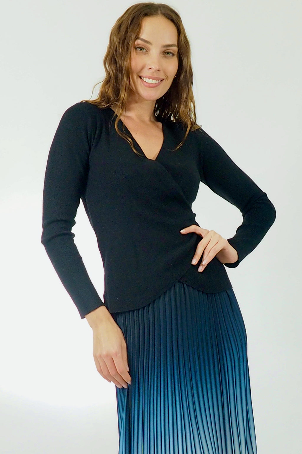 Dani Knit Cross Over Top - Black – Sage Collective
